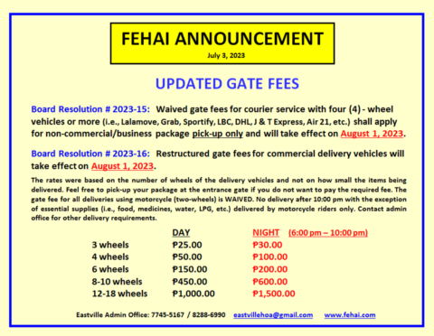 Gate Fees | Eastville Subdivision